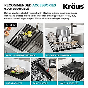 Kraus KCL-1700 Dex 16 Gauge Stainless Steel Single Bowl Sink with Spot Free 18-Inch Commercial Kitchen Faucet with Dual Function Pull-Down Sprayhead in All-Brite