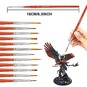 Fine Detail Brushes for Miniatures - 12 Pieces Model Paint Brushes for Acrylic, Watercolor - Airplane Kits, Ceramic, Plastic Model, Warhammer 40k