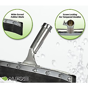 Alpine Industries Industrial-Duty Curved Floor Squeegee - Wide Commercial Cleaner Head Replacement w/Rubber Blade - 24 inches