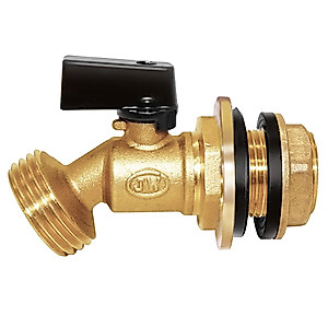 Joywayus Brass Water Container/Rain Barrel Spigot 3/4" GHT to 1/2" Male Threaded Quarter Turn Ball Valve with Bulkhead Fitting, Suitable for Garden Hose Thread Connection