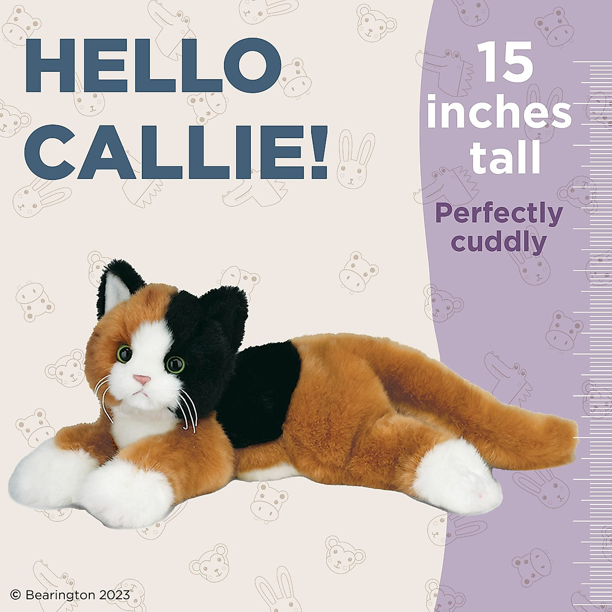 Bearington Callie Cat 15 Inch Cat Plush - Cat Plushies - Calico Cat