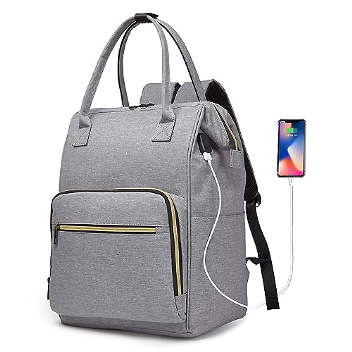 seyfocnia Laptop Backpack for Men Women, Carry on Travel Backpack with USB Port, 17 Inch Large Laptop Computer Casual Daypack for Work Business Traveling Bag (Grey)