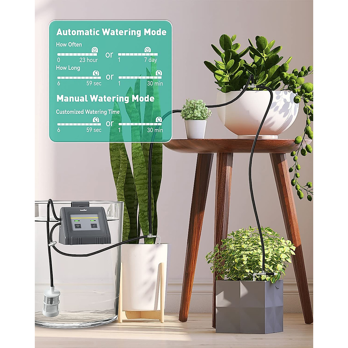 RAINTPOINT Automatic Watering System, Plant Self Watering System Automatic Drip Irrigation Kit with Pump, Indoor Irrigation System for Potted Plants, APP & Voice Remote Control (2023 Release, V2)
