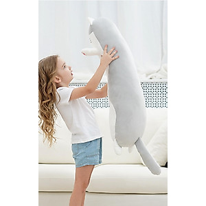 Dalmao 35.4" Cat Stuffed Animal, Soft Long Pillow Doll Cute Cartoon Kitten Plush Hugging Pillow Plushies Toy Gift for Kids, Girls, Halloween, Christmas, Thanksgiving, Birthdays