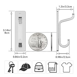 pickpiff Adhesive Coat Hooks, Extra Sticky Waterproof Metal Hook for Hanging Towels, Wreath, Purse, Hat, Cloth, Wall Mounted Hanger for Shower Bathroom Kitchen Door Heavy Duty, Silver, 4 Pack