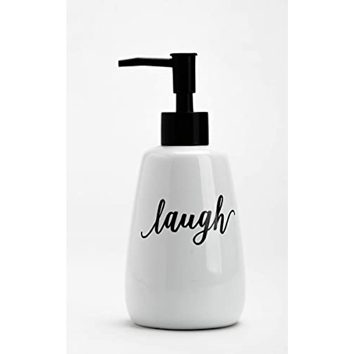 Adavas.Y&G Bathroom Accessory Sets with Sweet Quotes, Durable Ceramic Set W/Toothbrush Holder,Soap Dispenser,Tumbler, Soap Dish,Great for Farmhouse Decor (White 1)