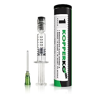 Kopperko 1 Pack (Single) Borosilicate Glass Syringe - 1ml Syringe, Heat Resistant Luer Lock Syringe for Labs | Glue Syringe for Use With Liquids, Glue, Oils, Ink | 14GA Blunt Tip Non-Hypodermic Needle