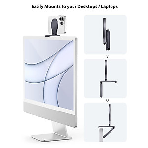 Stouchi Continuity Camera Mount for Desktop Monitor, iMac Compatible iPhone Webcam Mount with Mag-Safe for Mac Desktops and Displays, Apple TV 4K