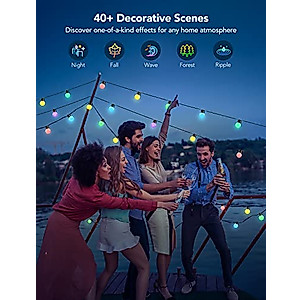 Govee Outdoor String Lights, 50ft G40 RGBIC Warm White String Lights with 25 Dimmable LED Bulbs, IP65 Waterproof Outdoor Lights with App Control for Balcony, Garden, Patio, Party