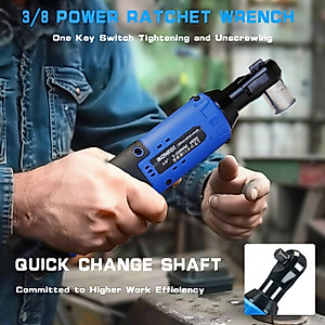IRONFIST Cordless Electric Ratchet Wrench Set, 3/8" 12V Power Ratchet Driver, 2-Pack Lithium-Ion Batteries, 7 Sockets and Charger