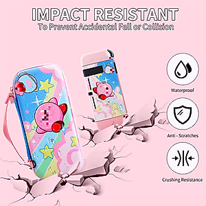 GLDRAM Switch Carrying Case for Nintendo Accessories, Portable Travel Case with Upgraded TPU Switch Protective Skin Cover, HD Screen Protector, Adjustable Shoulder Strap & Cute Thumb Grips