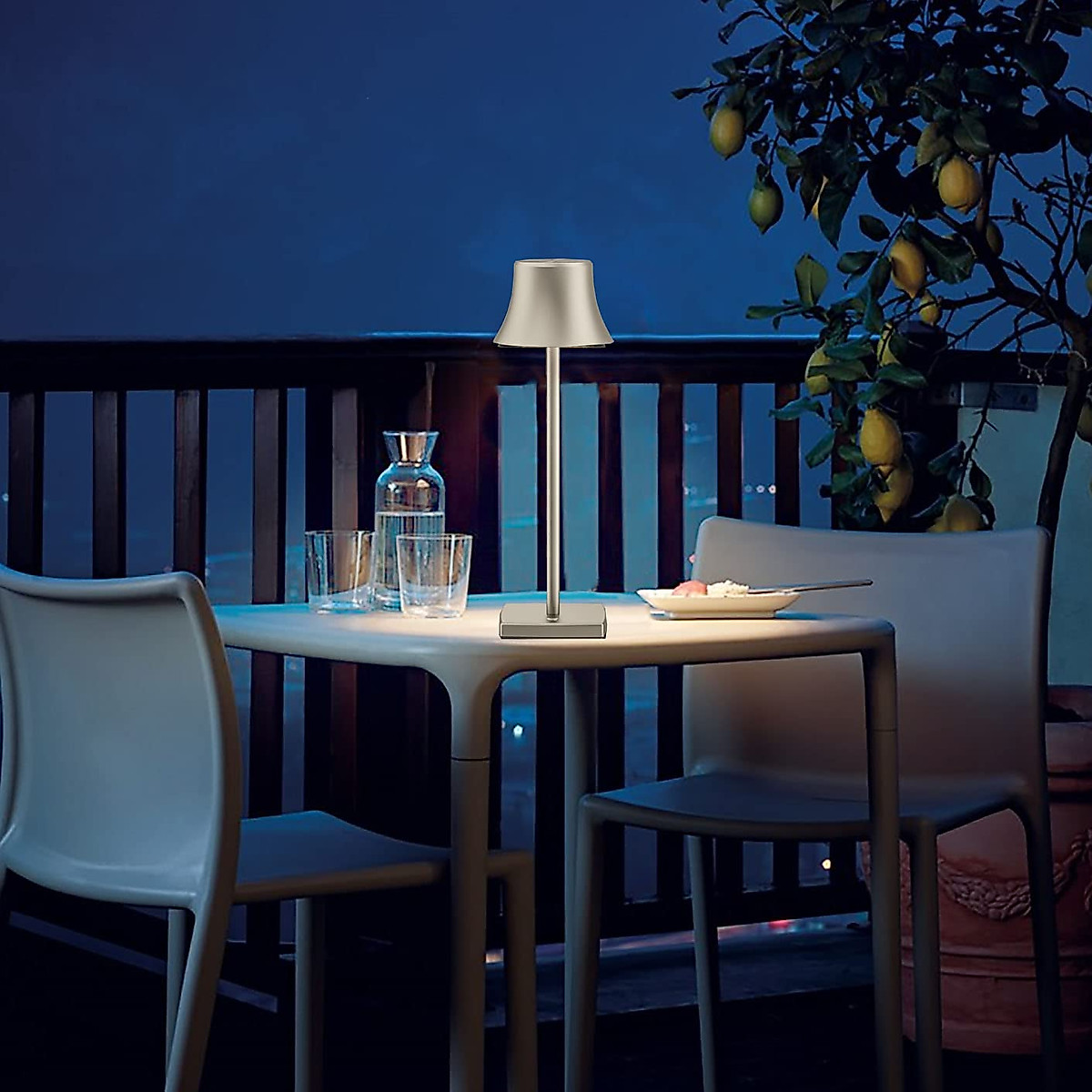 Cordless Table Lamp, Rechargeable Battery 5000mAh Metal Aluminum Housing USB LED Portable Powered Desk Lamp , 2 Levels Brightness Night Light for Restaurants Bars Garden Patio Bedroom Outdoor (Copper)