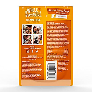 WholeHearted Grain Free Chicken & Pumpkin Recipe Flaked in Broth Wet Cat Food, 2.8 oz., Case of 12