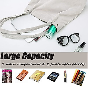 Cloele Corduroy Tote Bag for Women Shoulder Bag with Inner Pocket For Work Beach Lunch Travel And Shopping Grocery (Grey)