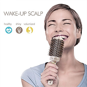 Baasha Hair Brush, Large 3 Inch Round Brush with Boar Bristle, Vented Ceramic Barrel, for Long Hair, Curly Hair, Salon Quality, 1 Count