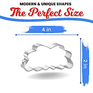 Foose Cookie Cutters 4 in Floral Eucalyptus Leaf Metal Cookie Cutter Shapes Made in USA, Silver