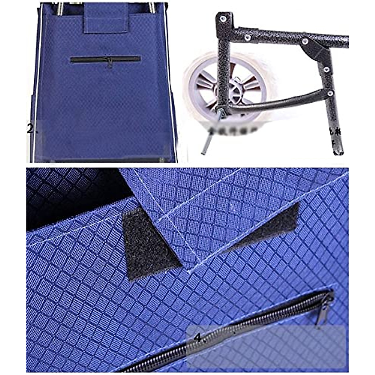 Shopping Trolley on Wheels Multi Function Shopping Cart High Capacity Steel Pipe Cart/Bag Car Luggage Cart/Collapsible Trolley Storage Hand Trucks,Red Wine ,