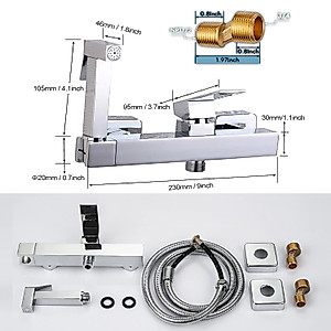 AZOS Bidet Sprayer for Toilet, Toilet Concealed Hot and Cold Mixing Brass Handheld Bidet Toilet Sprayer Wall Mount Diaper Douche Shattaf Kit for Bathroom Cleaning, Polished Chrome