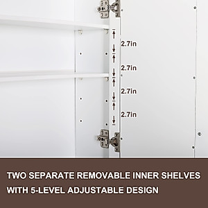 VEIKOU Oversized Bathroom Wall Mounted Storage Cabinet with Dual Mirror Doors, 30.4'' Hanging Medicine Cabinet for Bathroom, Bathroom Cabinet with Adjustable Shelves, White