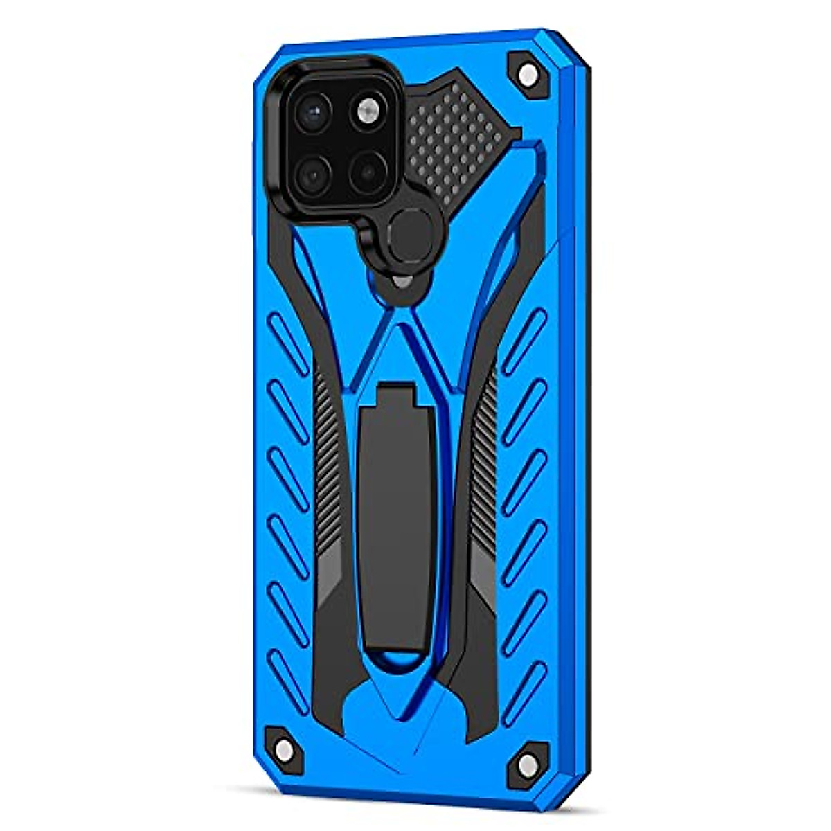 Back Case Cover Compatible with Infinix Smart 6,Military Grade Strong Two Layer PU+TPU Hybrid Full Body Case,Bracket Protective Dustproof Shockproof Cover Protective Case (Color : Jewel Blue)