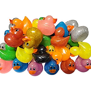 Colorful Glitter Rubber Duckies (2.5") Assorted Neon Color Ducks Ducky Duck (12)