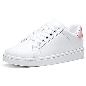 Vepose Women's 8003 Fashion Lace Up Comfortable Casual Tennis Sneakers,White,Size 8M US(CJY8003 White Pink 08)