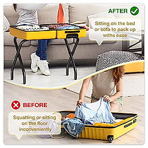 FEMOND Luggage Rack, Pack of 2, Luggage Rack for Guest room, Folding Suitcase Stand with Black Nylon Straps and Sturdy Steel Frame, Holds up to 150 lbs, Easy Assembly