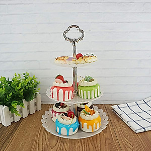 Artliving 3-tier Plastic Cake Stand-Dessert Stand-Cupcake Stand-Tea Party Serving Platter Clear Silver