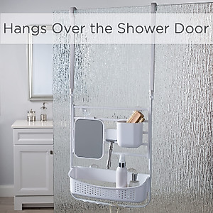 Bath Bliss Deluxe Flex Adjustable Shower Caddy | 2 Hanging Options | Customizable Accessories | Bathroom Storage | White
