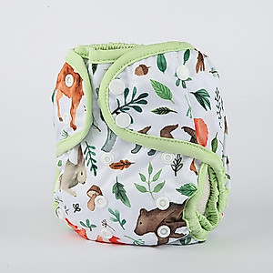 Hibaby One Size Cloth Diaper Cover Snap With Double Gusset (Woodland)