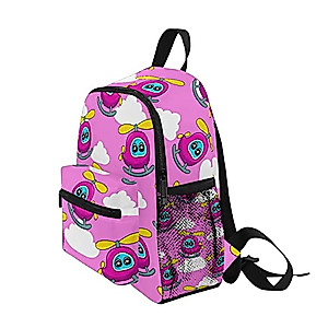 Selerdon Kid's Toddler Backpack Cute Helicopters Pink Cartoon Schoolbag for Cute Boys Girls, Daycare School Children Kindergarten Bag Preschool Nursery Travel Purse Bag