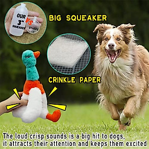 REQIHO Squeaky Dog Toys - Durable Plush Duck Crinkle Paper Stuffed Animal Toys for Small to Large Dogs