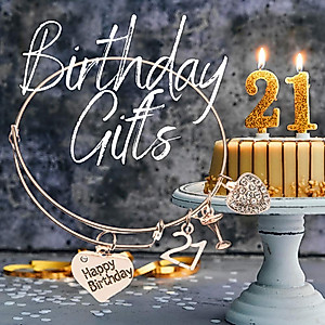 Infinity Collection 21st Birthday Gifts for Her, Rose Gold 21st Birthday Expandable Charm Bracelet, Adjustable Bangle, 21st Birthday Gift Ideas