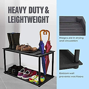 Innover | Two-Tier Boot Tray with Umbrella Stand, Multi-Purpose Shoe Rack Entryway Organizer