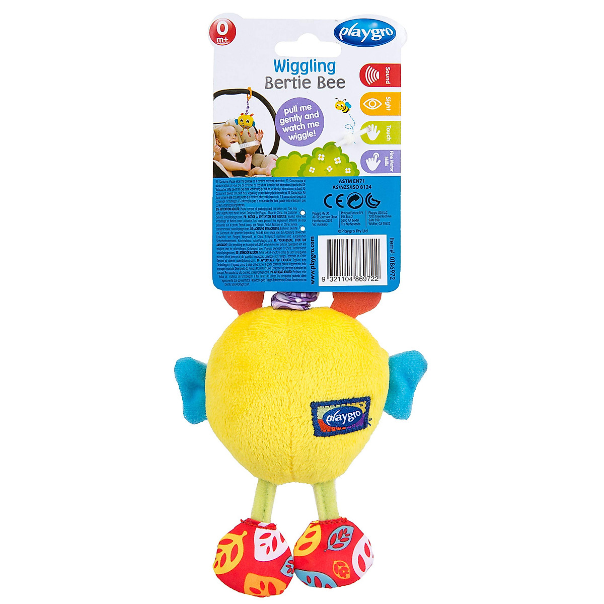 Playgro Baby Toy Wiggling Bertie Bee 0186972 for Baby Infant Toddler Children is Encouraging Imagination with STEM/STEAM for a Bright Future - Great Start for A World of Learning