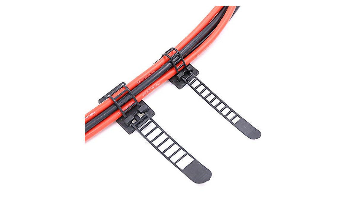 Rustark 50Pcs Adjustable Self-Adhesive Cable Ties for Wire Management