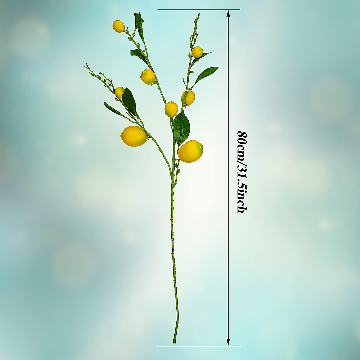 Waydress 3 Pieces Artificial Lemon Branches Fake Yellow Lemon with Green Leaves Decor Lifelike Fake Lemon Branch Props for Party Home Garden Decoration, 32 Inch