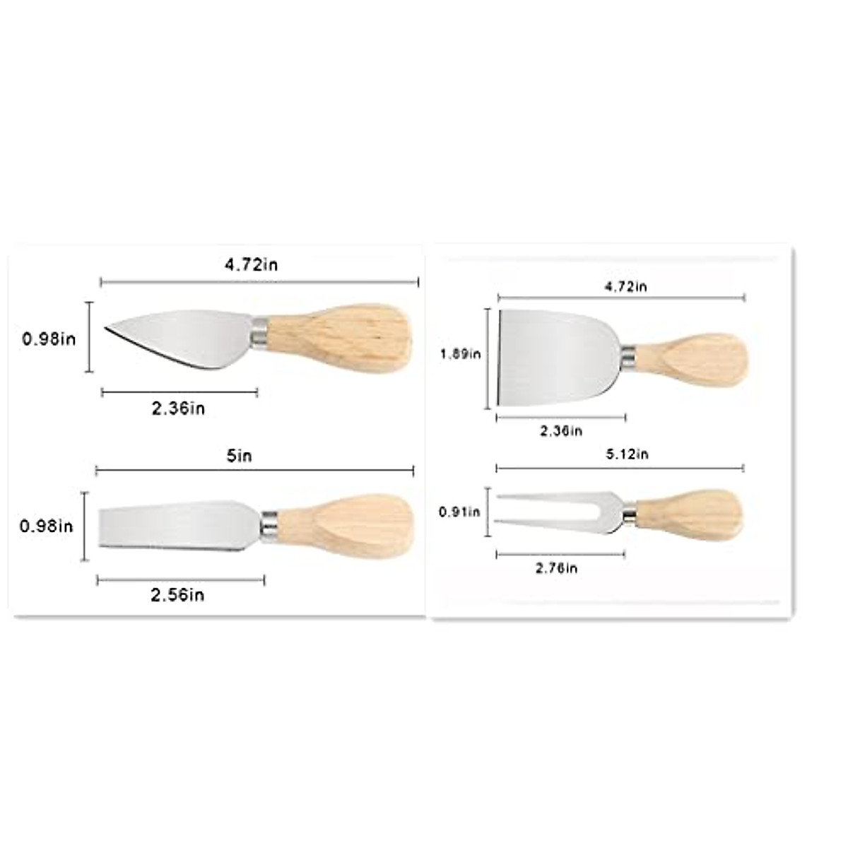 4PCS Cheese Knife Set, Besot Premium Stainless Steel Cheese Slices and Cutter Collection with Handle（Gift-ready) …