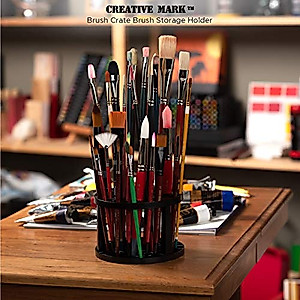 Creative Mark Brush Crate Brush Storage Holder - Brush Crate for Painting, Artists, Drying, & More! - Black