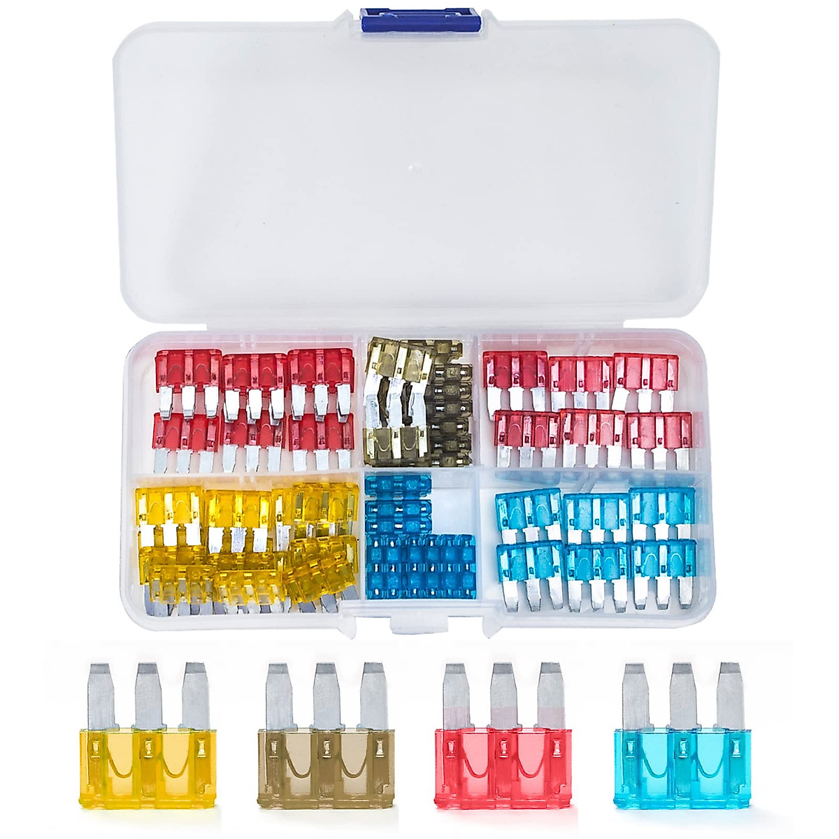 SINBRLAI AMP Micro 3 Fuse, 3 Prong Micro Blade Fuse, Applicable to The Maintenance, Replacement of Car, Automobile Trucks, Ships, Automotive Lighting (60PCS)