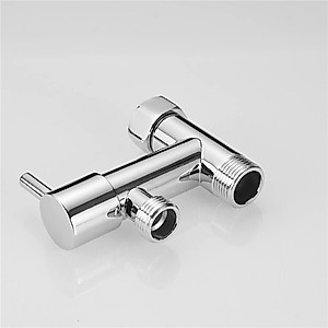 Weirun Bathroom Brass 3-way T Adapter with Shut-off Valve Water Diverter for Bidet Handheld Sprayer,Chrome