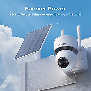K&F Concept Solar Security Camera Wireless Outdoor, PTZ WiFi Home Cameras with Motion Detection and Siren, 1080P Battery Solar Powered Surveillance Camera with Color Night Vision, 2 Way Audio