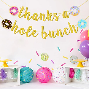 Thanks a Hole Bunch Banner, Pre-strung Donut Thanks Banner, Donut Baby Shower, Donut Bar, Donut Birthday Party Banner, Donut Theme Party Decorations