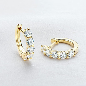 AINUOSHI Moissanite Hoop Earrings for Women, D-E Color Moissanite Simulated Diamond, 925 Sterling Silver with 14K Gold Plating, Hypoallergenic, Jewelry Box Packed