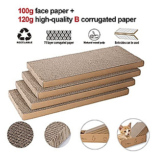 4 Packs in 1 Cat Scratch Pad with Box , Cat Scratcher Cardboard,Reversible,Durable Recyclable Cardboard, Suitable for Cats to Rest, Grind Claws and Play with Scratch Box