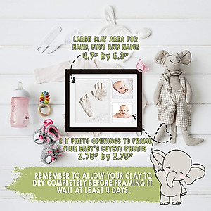 Newborn Baby Keepsake Set Bundle - Baby First 5 Years Memory Book & Baby Handprint Footprint Keepsake Photo Frame - Baby Nursery Art Kit and Journal For Baby Boys & Girls