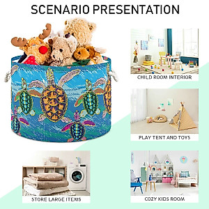 Little Sea Turtles Kids Toy Storage Basket Storage Bin Box Organizer Basket for Laundry Hamper, Kid's Room, Baby & Dog Toy