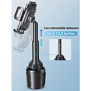 Cup Holder Phone Mount TOPGO Cup Holder Phone Holder for Car with Telescopic Adjustable Neck [Big Phone Friendly & Super Stable] Automobile Smart Phone Cradle for iPhone 14 Pro Max Samsung S23 Ultra