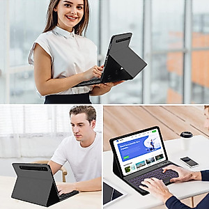 Samsung Galaxy Tab S8 Plus/S7 Plus /S7 FE Keyboard Case 12.4 inch, 7 Colors Backlit and Detachable Wireless Keyboard & Slim Stand with S Pen Holder for Tab S7 FE 2021/S7 Plus 2020/S8+ 2022, Gray