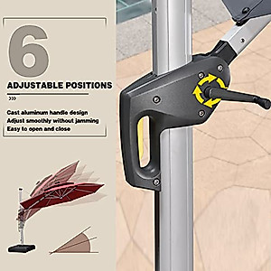 PURPLE LEAF 11ft Solar powered LED Patio Umbrella Outdoor Round Umbrella Large Cantilever Umbrella with LED lights Windproof Offset Umbrella Heavy Duty Sun Umbrella for Garden Deck Pool Patio, Terra